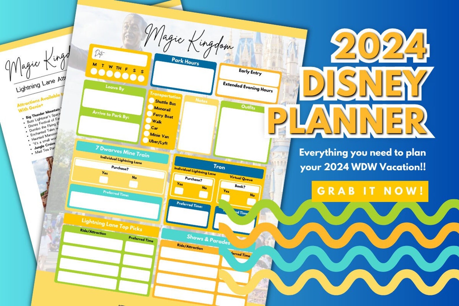 Magical WDW Vacation Planner PDF Printable Planning Worksheets - Etsy