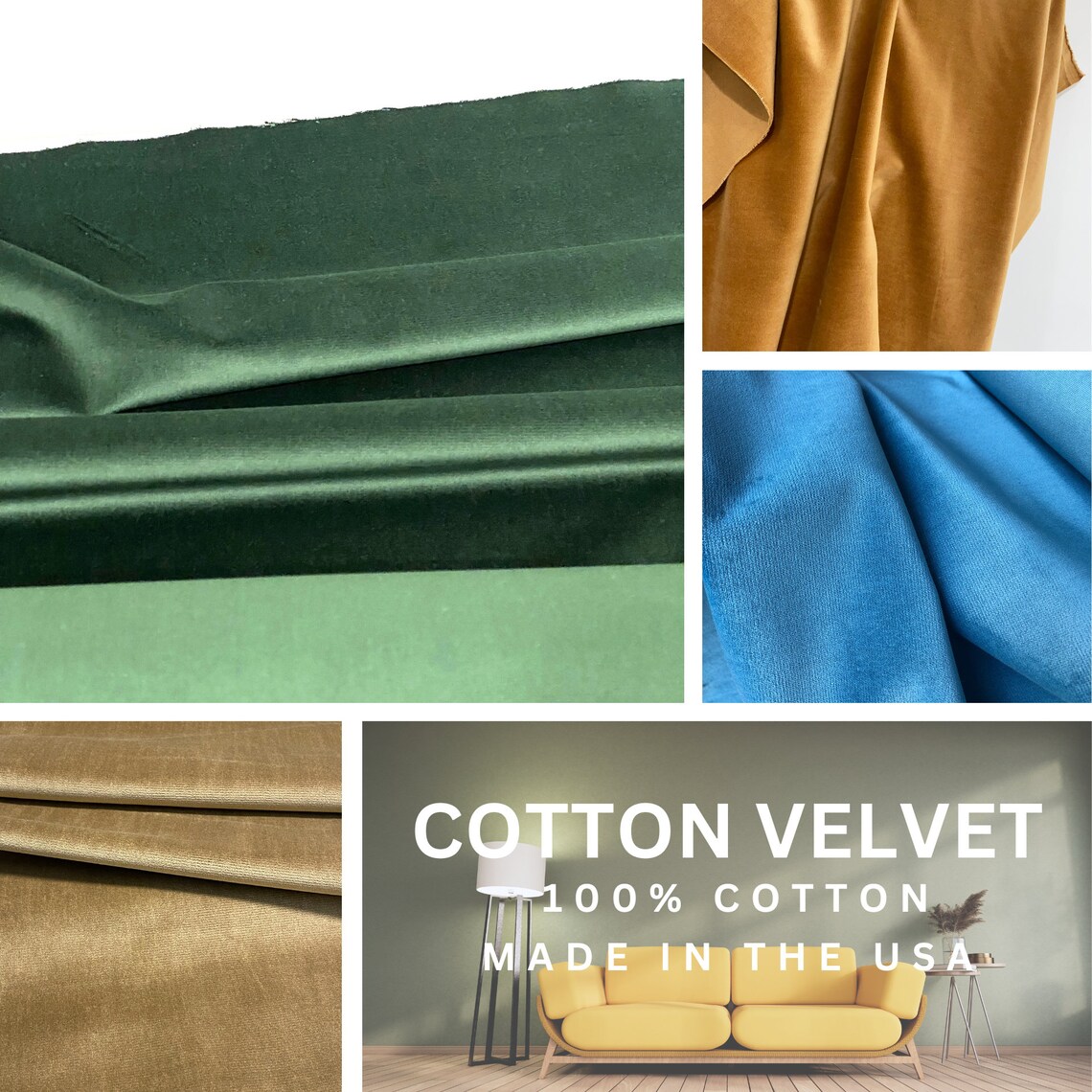 Heavy Weight Cotton Velvet Fabric by the Yard Sage Green Fabric Velvet ...