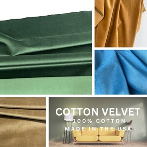 Luxury Heavy Weight 100% Cotton Velvet Fabric by the Yard, Matte Finish ...