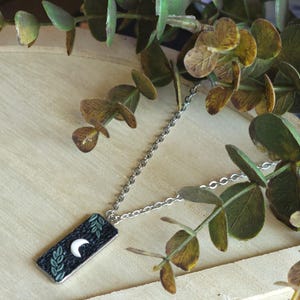Floral Moon Phase Pendant Necklace| Dark Cottagecore Gothic Forest Moon ...