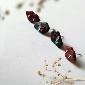 Spooky Halloween Vampire Costume Stud Earring Set, Vampire Teeth Rose ...