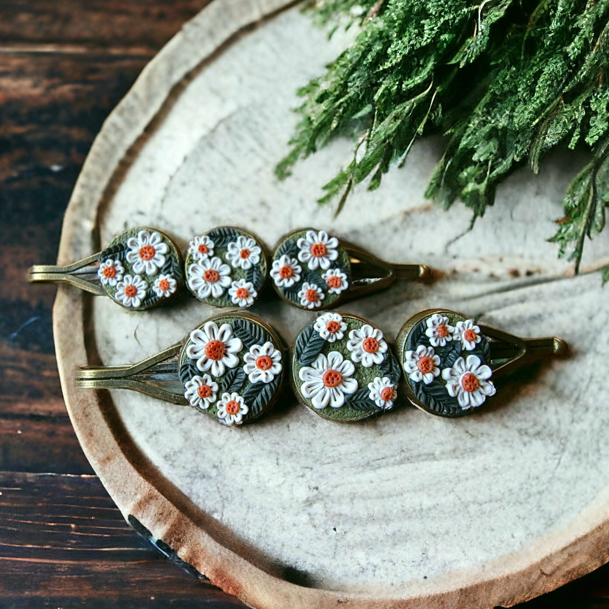 Whimsical Cottagecore Clay Hair Pins | Green Witch Bridal Mushroom and ...