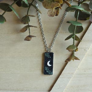 Floral Moon Phase Pendant Necklace| Dark Cottagecore Gothic Forest Moon ...