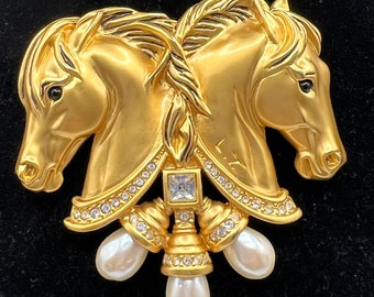 Elizabeth Taylor for Avon Horse Tandem Pin Brooch - Etsy