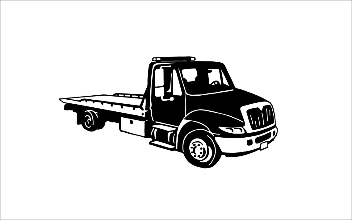 Tow Truck flatbed Car hauler cut print laser design image | Etsy