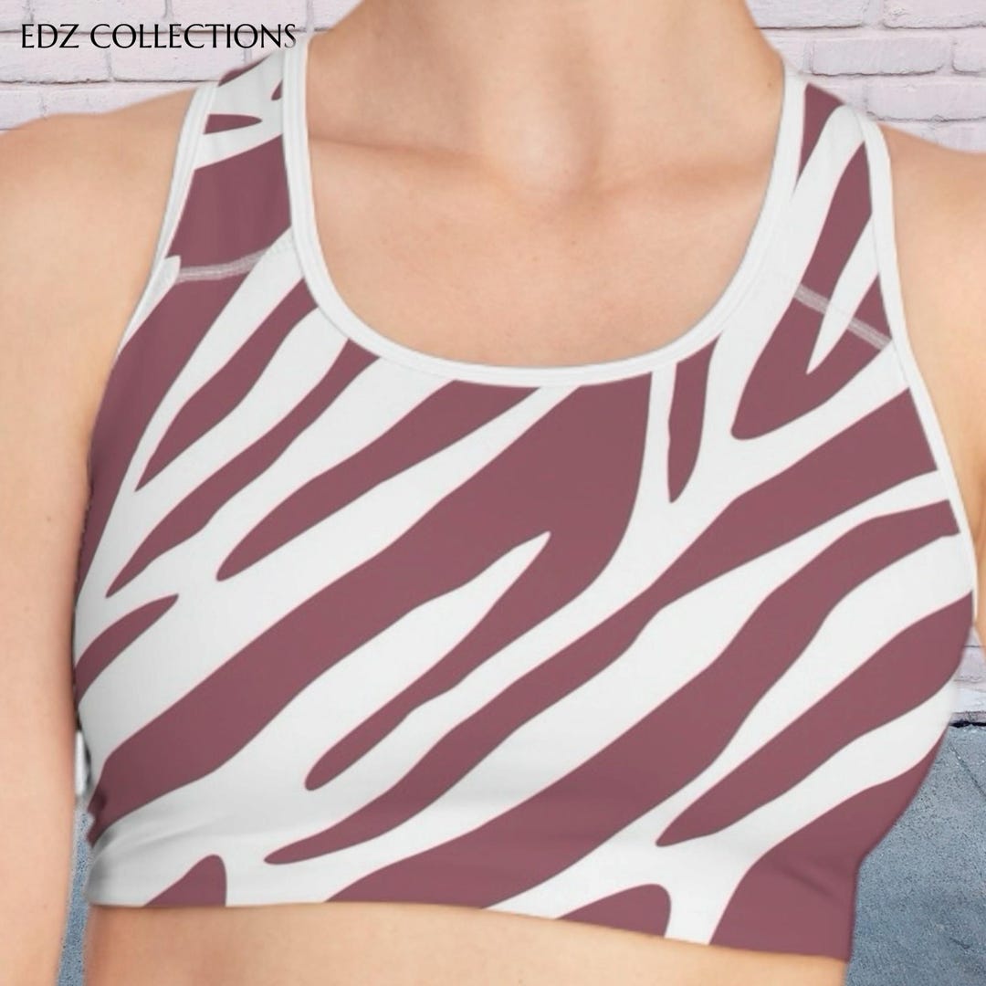 Cranberry Zebra Print Sports Bra, Stylish Activewear - Etsy