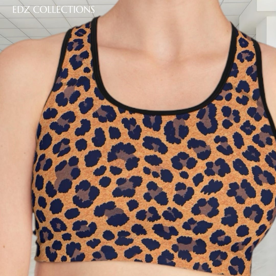 Leopard Print Sports Bra, Rustic Ember Activewear, Cheetah Workout Top ...