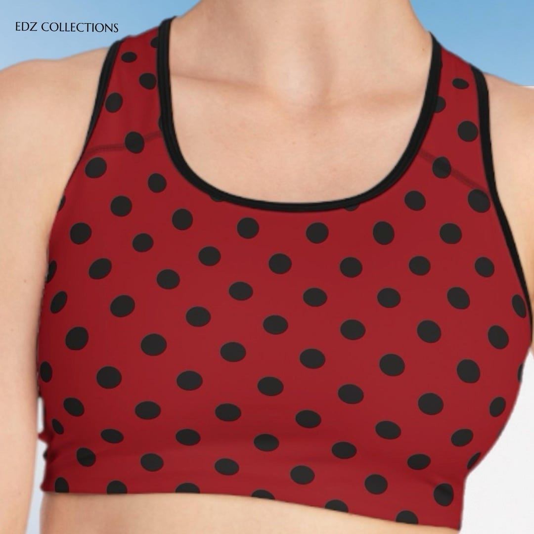 Red Polka Dot Sports Bra, Moisture-wicking Activewear Top - Etsy
