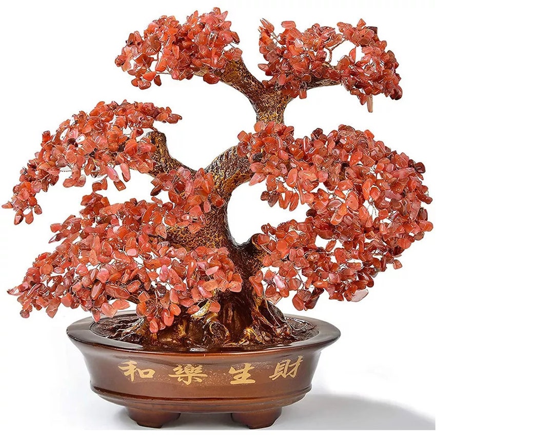 Red Carnelian Bonsai Tree of Life, Bonsai Feng Shui Tree for Healing ...