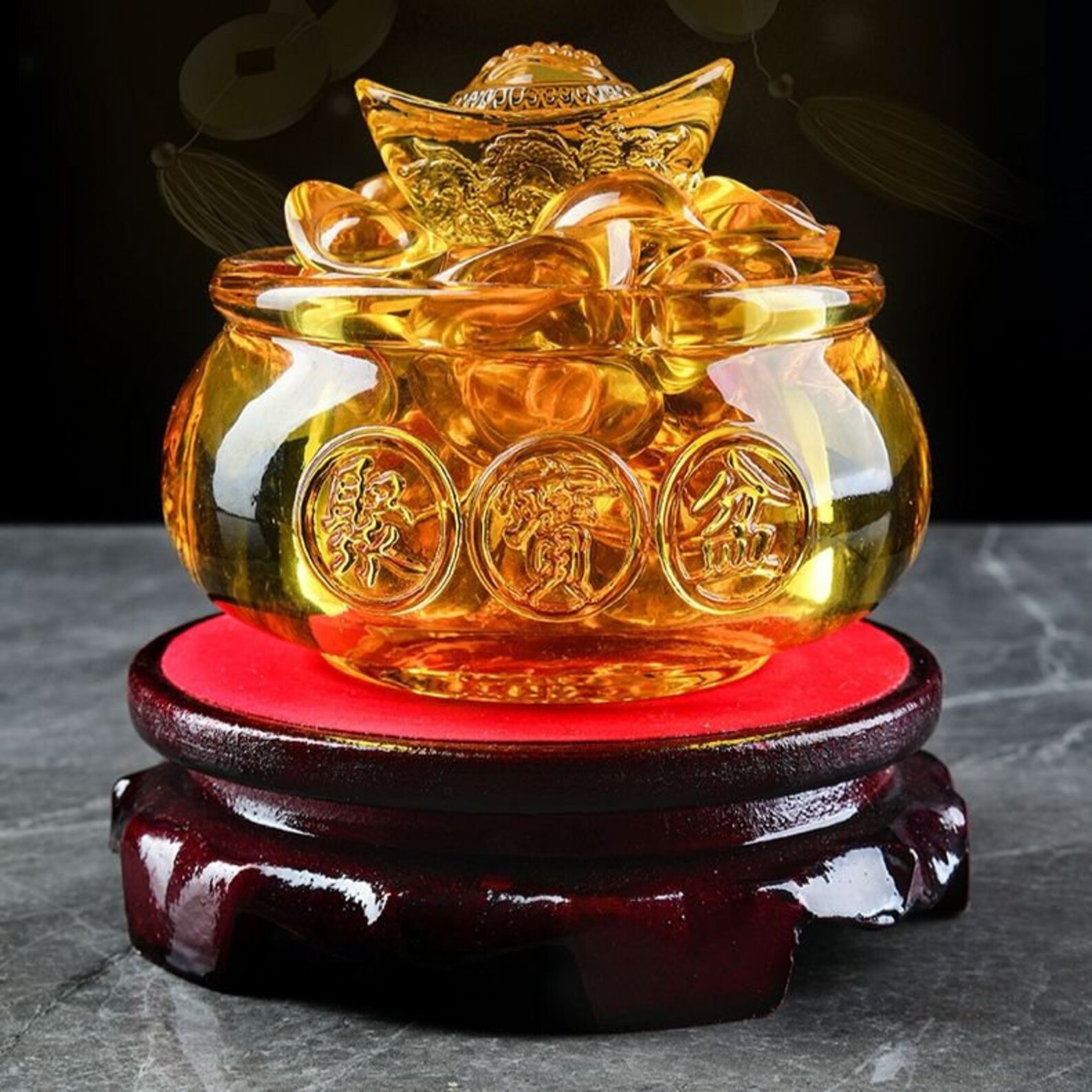 Feng Shui Golden Treasure Bowl With Golden Ingots Wealth - Etsy UK