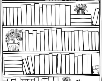 100 Books Reading Tracker Bookshelf Coloring Page (digital Download) - Etsy