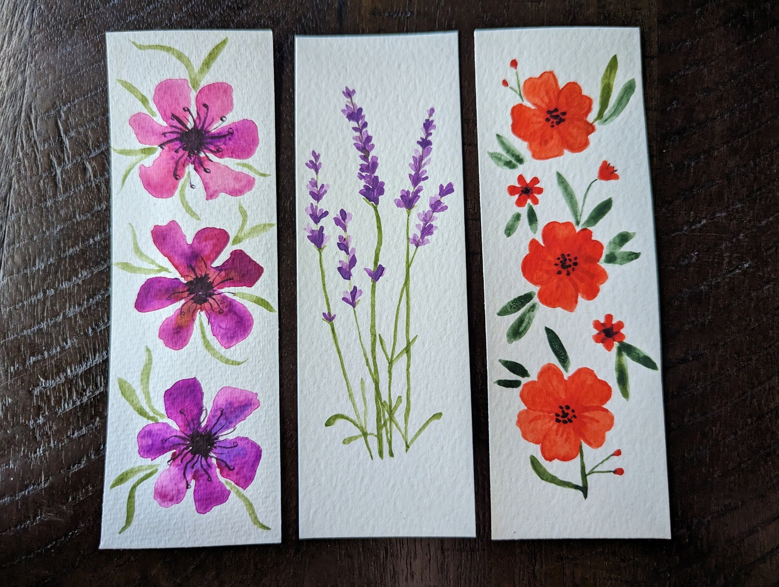 Set of 3 Floral Watercolor Bookmarks Original - Etsy