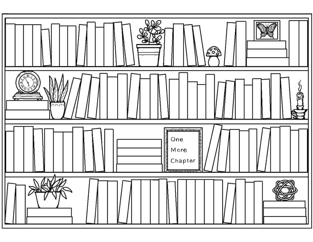 100 Books Reading Tracker Bookshelf Coloring Template (digital Download ...