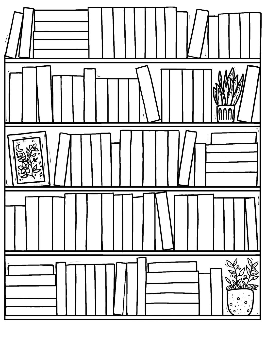 100 Books Reading Tracker Bookshelf Coloring Page (digital Download) - Etsy