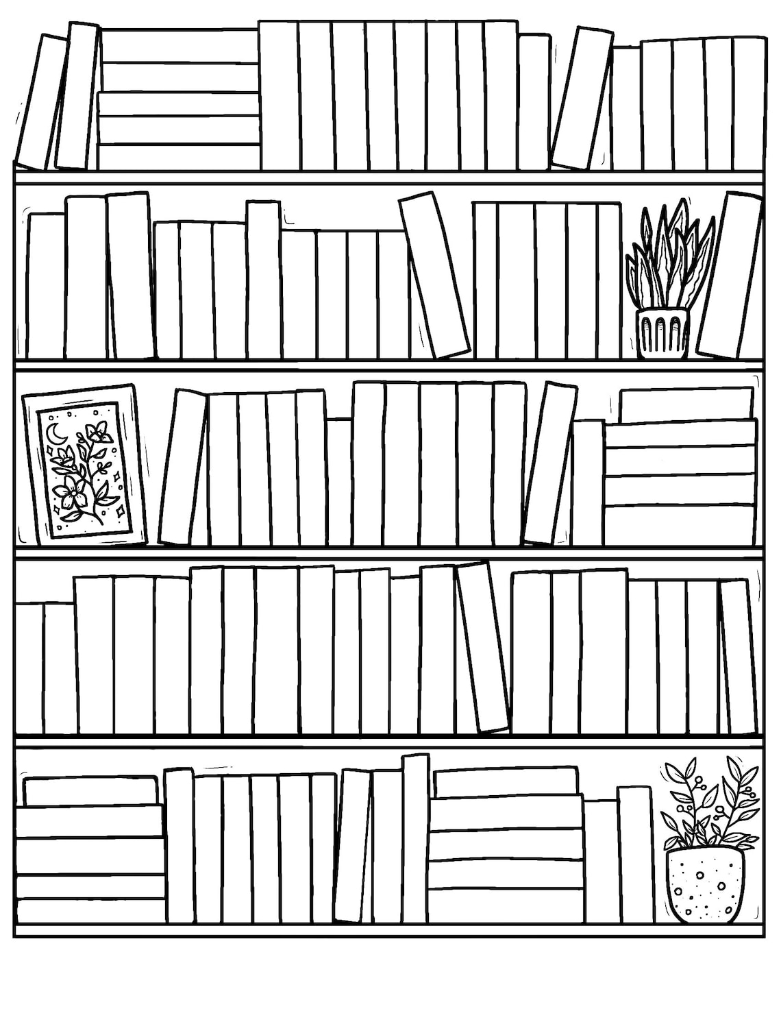 100 Books Reading Tracker Bookshelf Coloring Page (digital Download) - Etsy