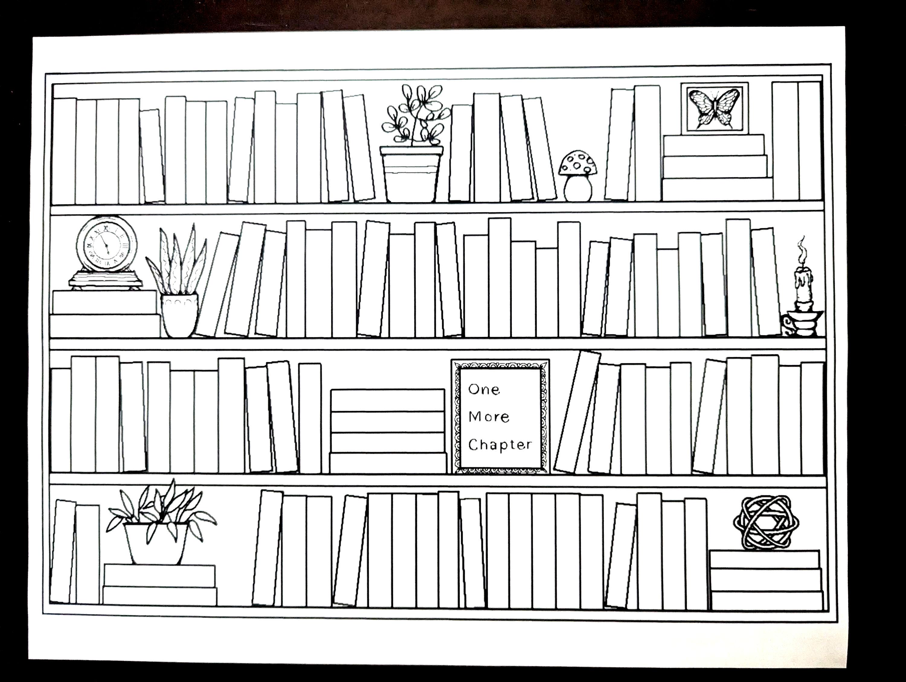 100 Books Reading Tracker Bookshelf Coloring Template (digital Download ...