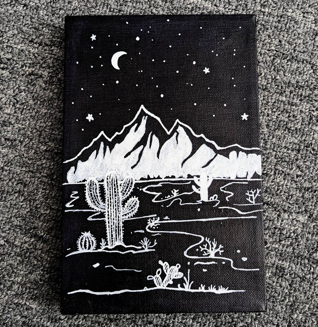 Desert Night Painting - Etsy