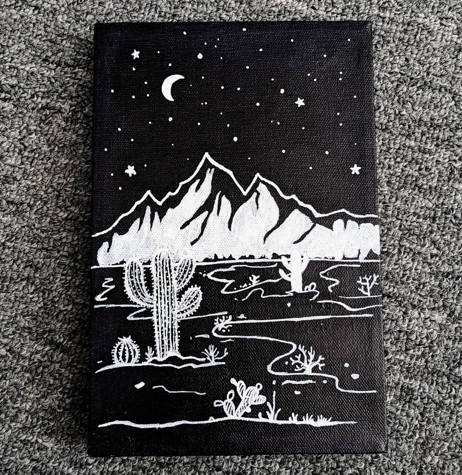 Desert Night Painting - Etsy