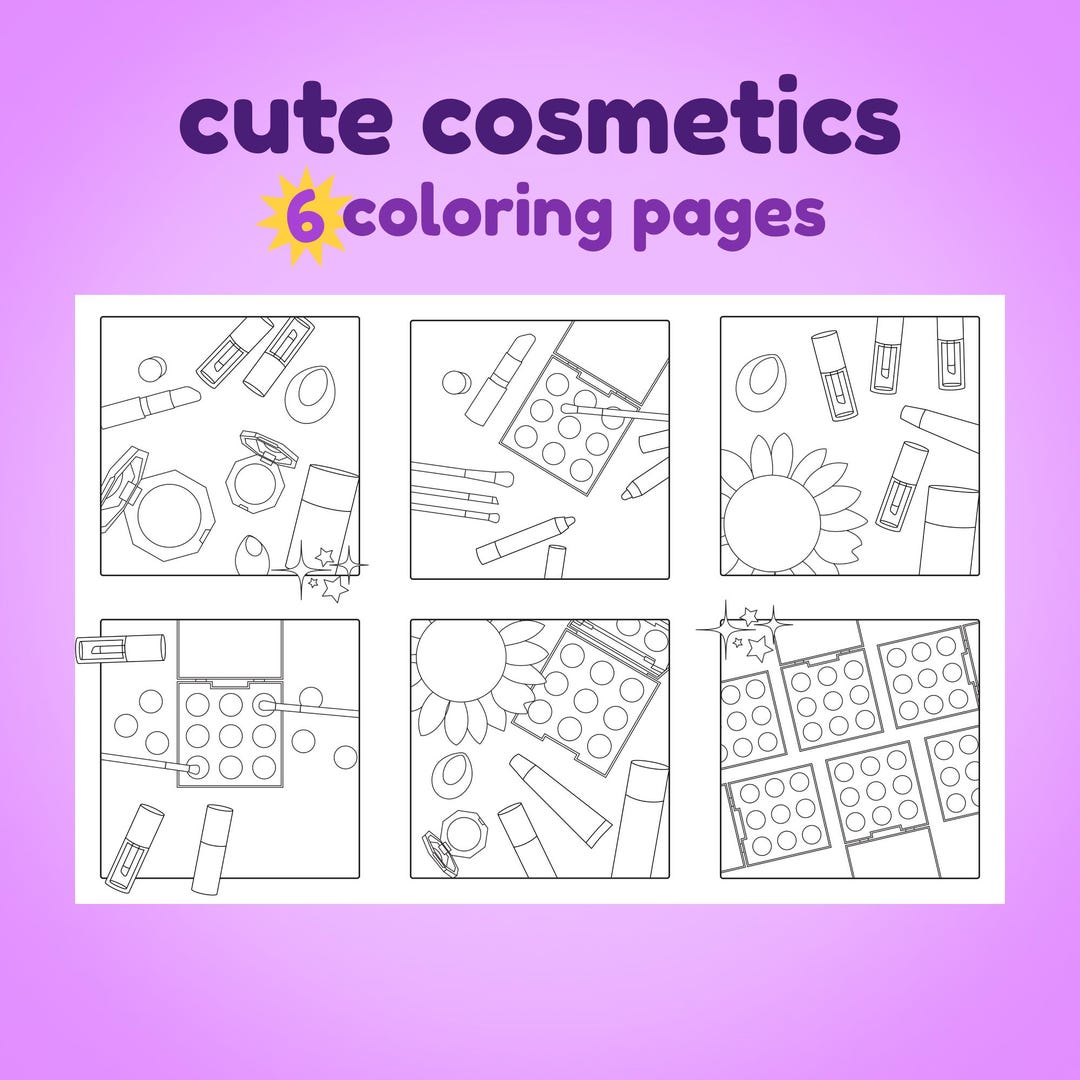 Cute Cosmetics Coloring Pages - 6 Coloring Pages for Kids and Adults ...