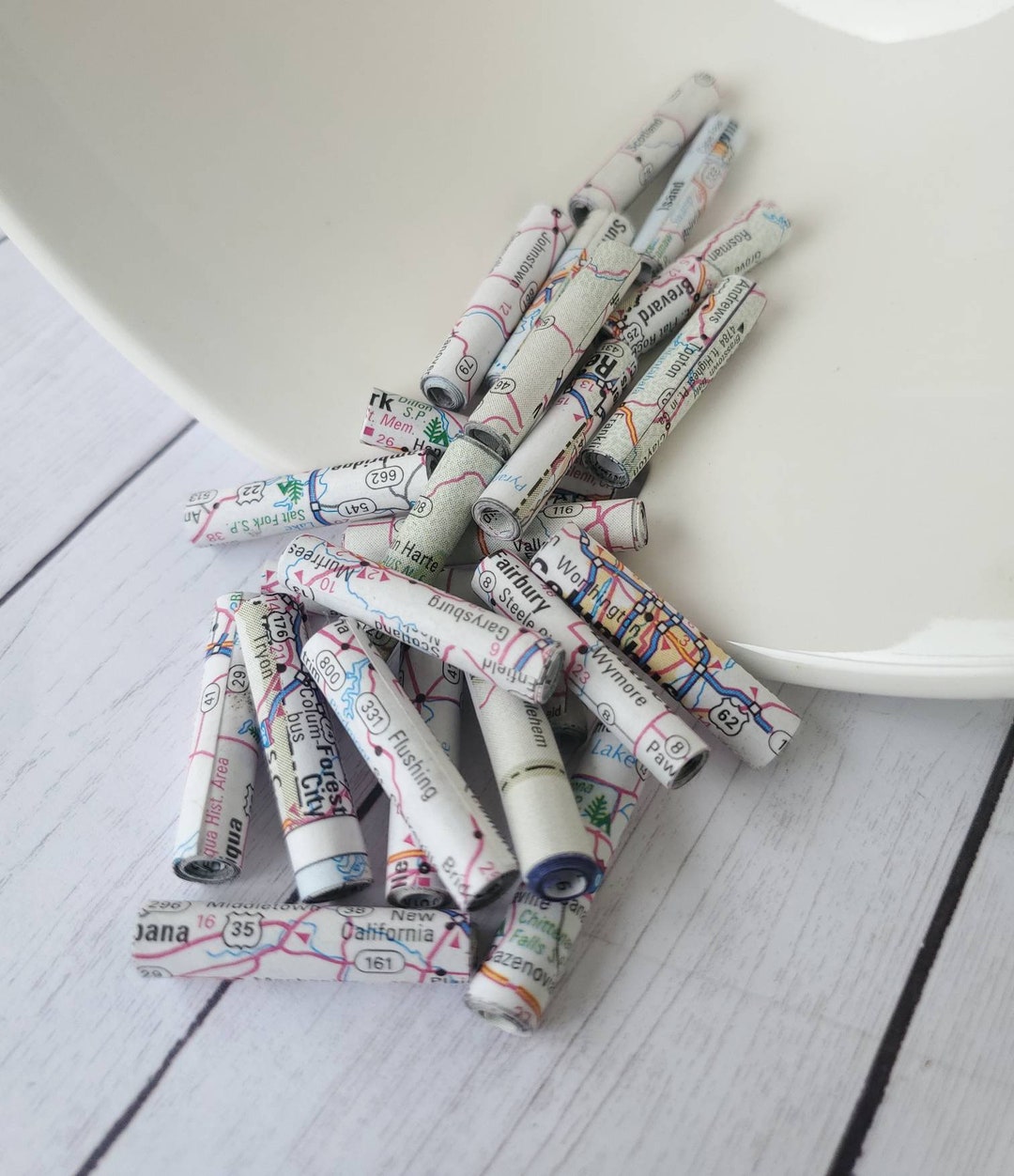 Paper Beads, Recycled Paper Beads, Tube Beads Made From Map - Etsy