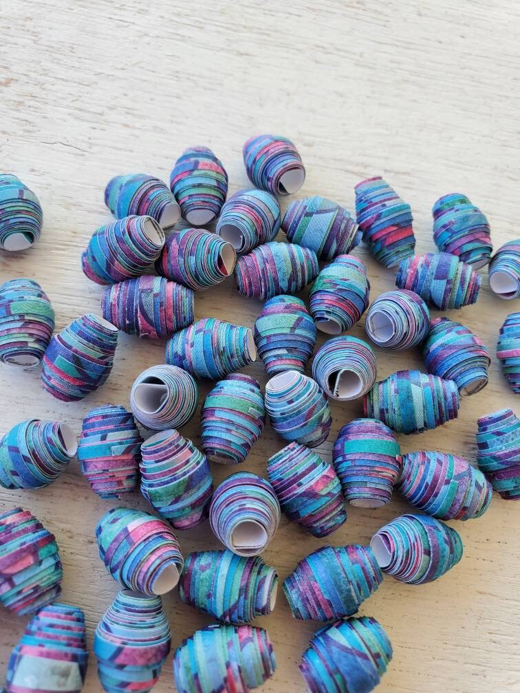 Paper beads recycled paper beads blue beads | Etsy