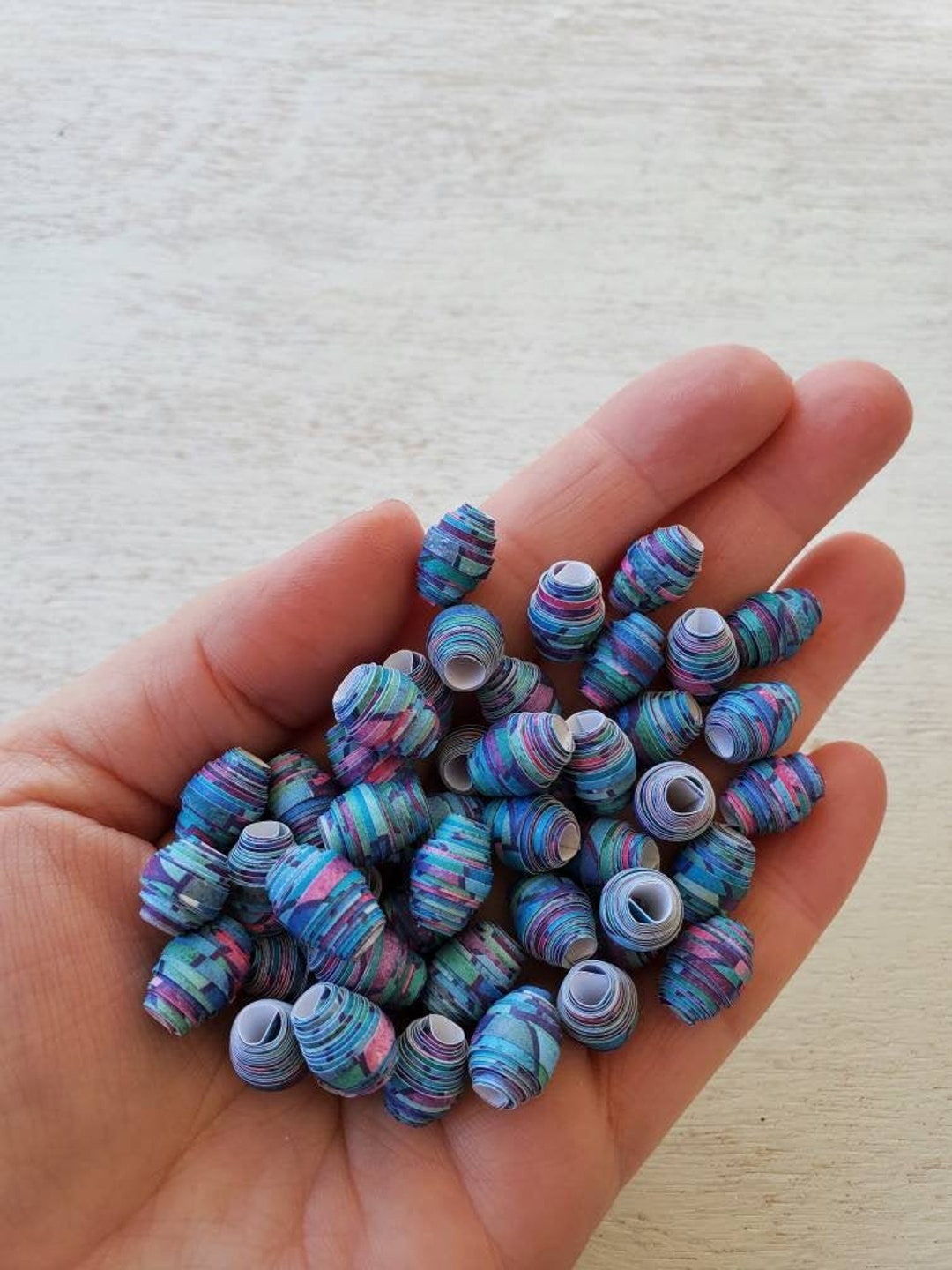 Paper Beads, Recycled Paper Beads, Blue Beads - Etsy