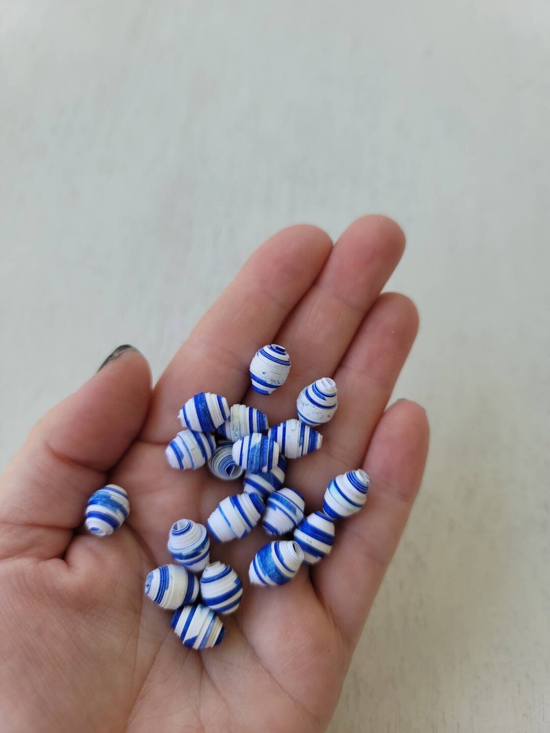 Blue Paper Beads to Make Handmade Jewelry, Recycled Paper Beads, Diy ...