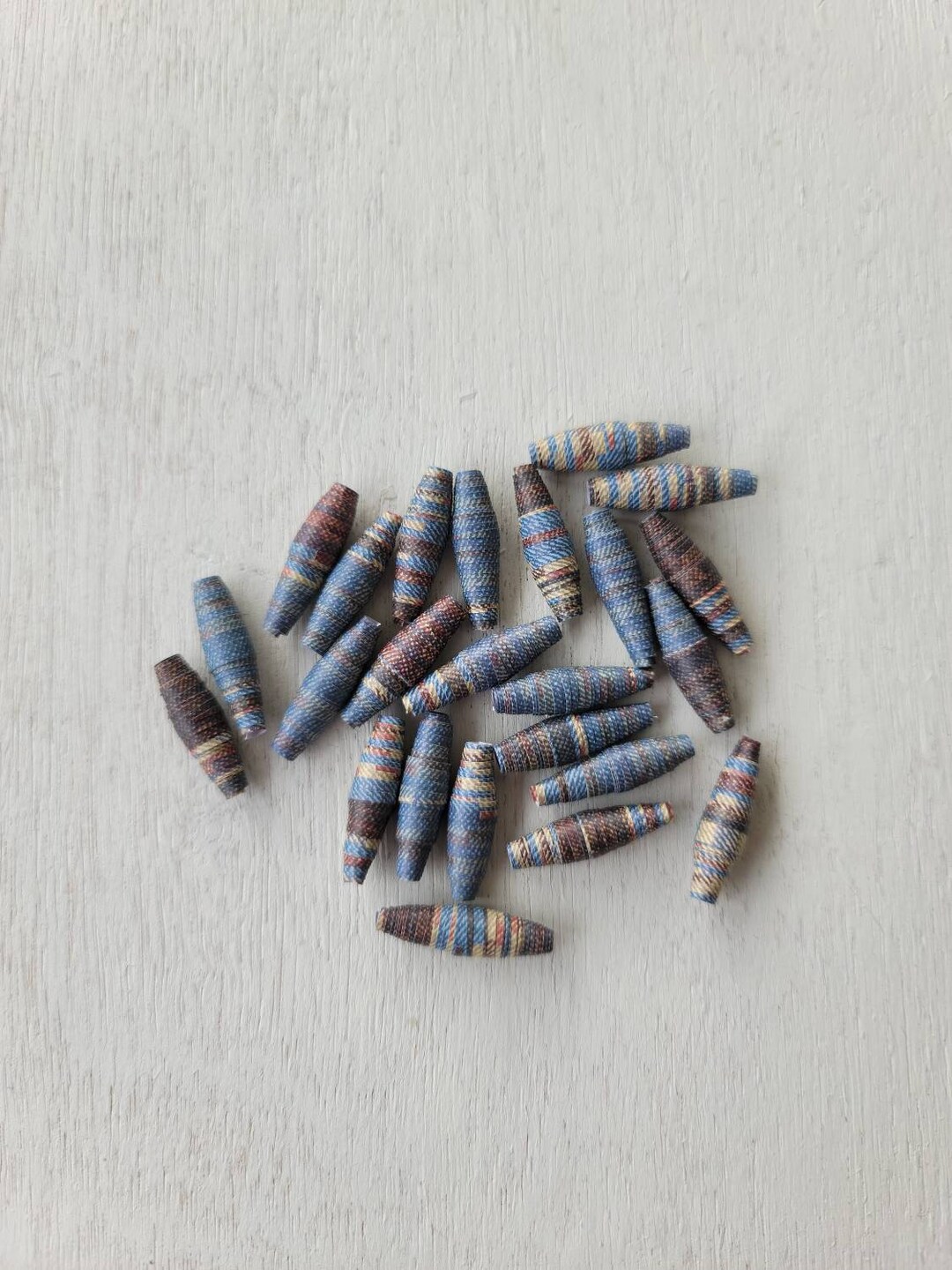 Blue Paper Beads to Make Handmade Jewelry, Recycled Paper Beads, Diy ...