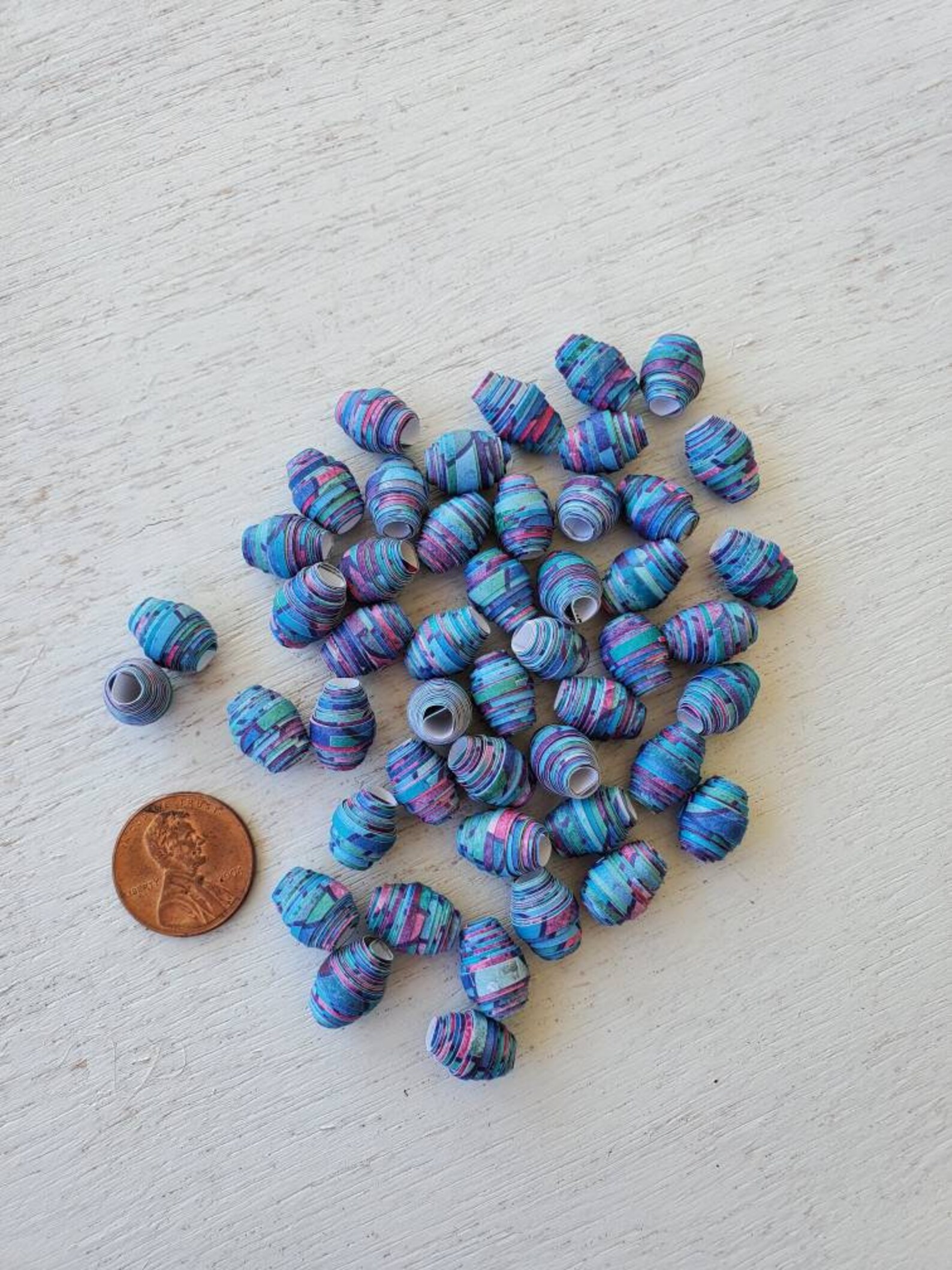 Paper Beads, Recycled Paper Beads, Blue Beads - Etsy