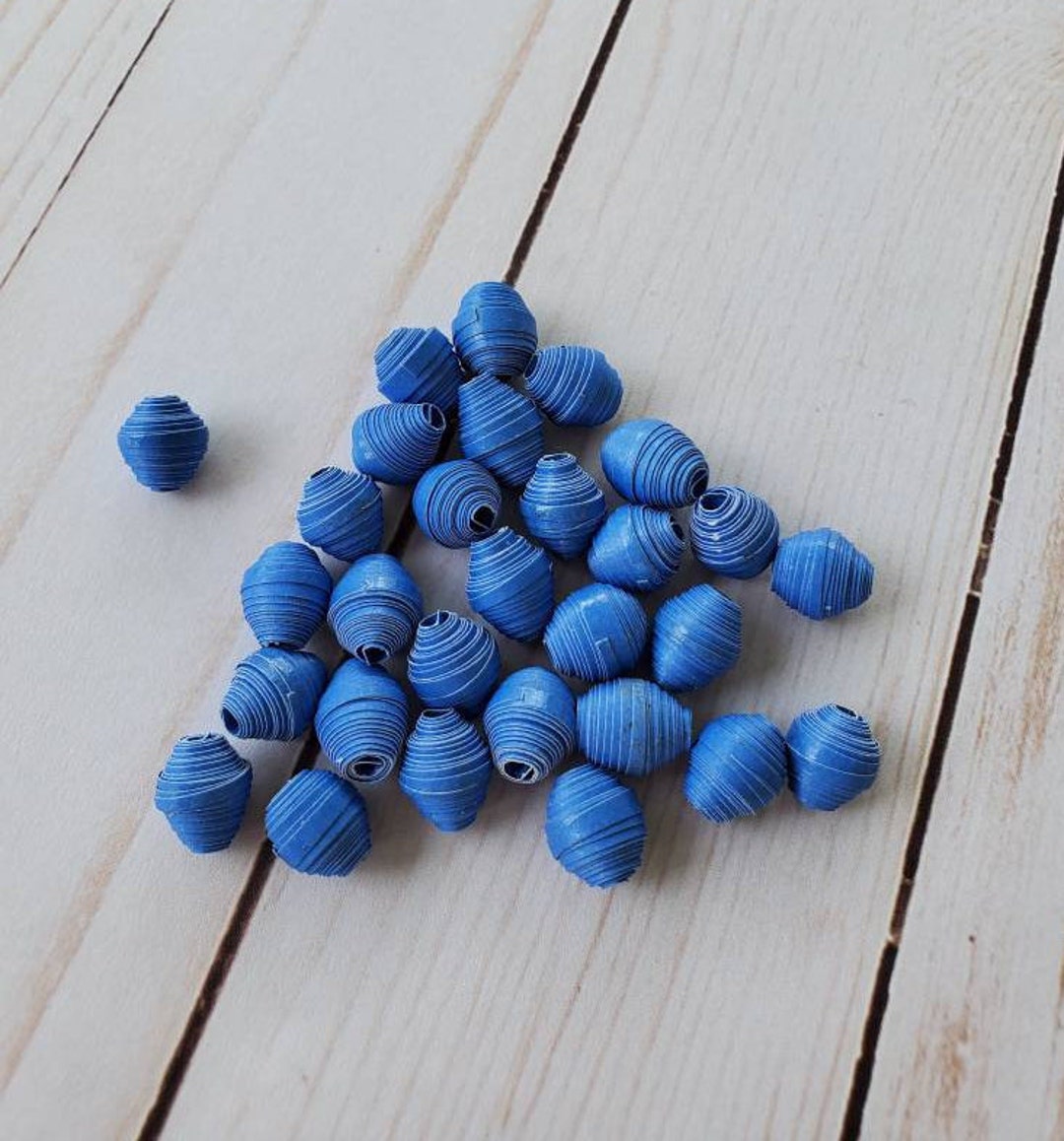 Paper Beads, Jewelry Handmade, 28 Blue Paper Beads - Etsy