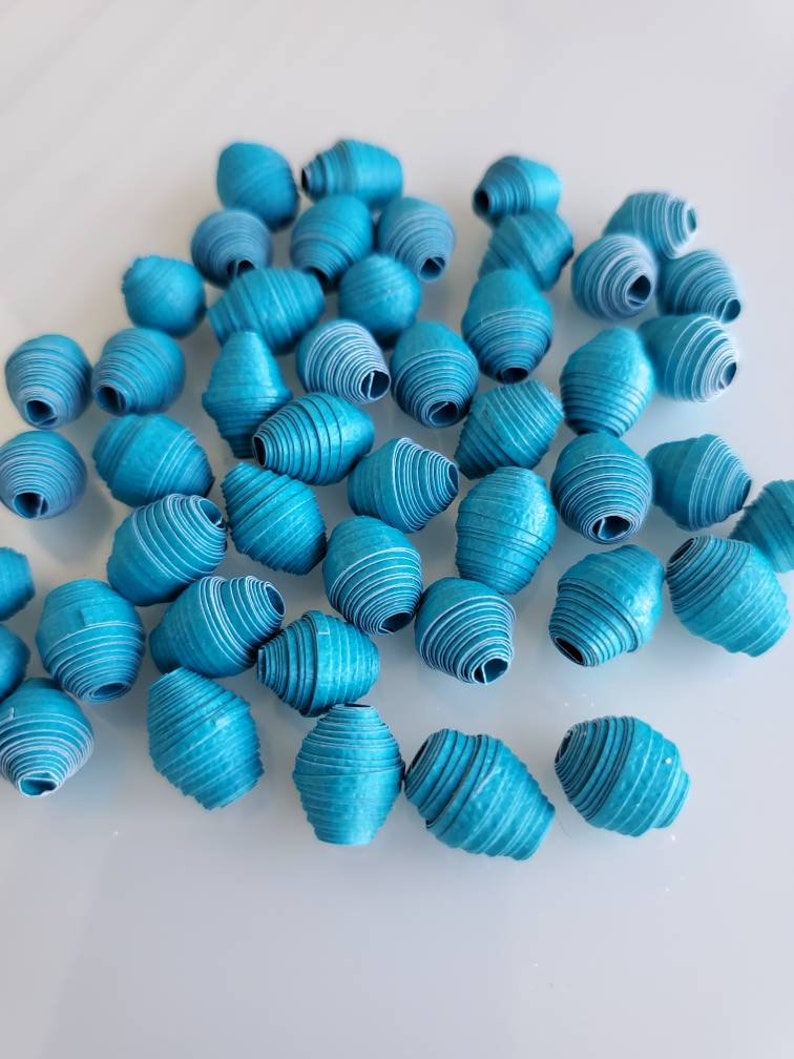 Paper Beads, Recycled Paper Beads, Blue Beads - Etsy