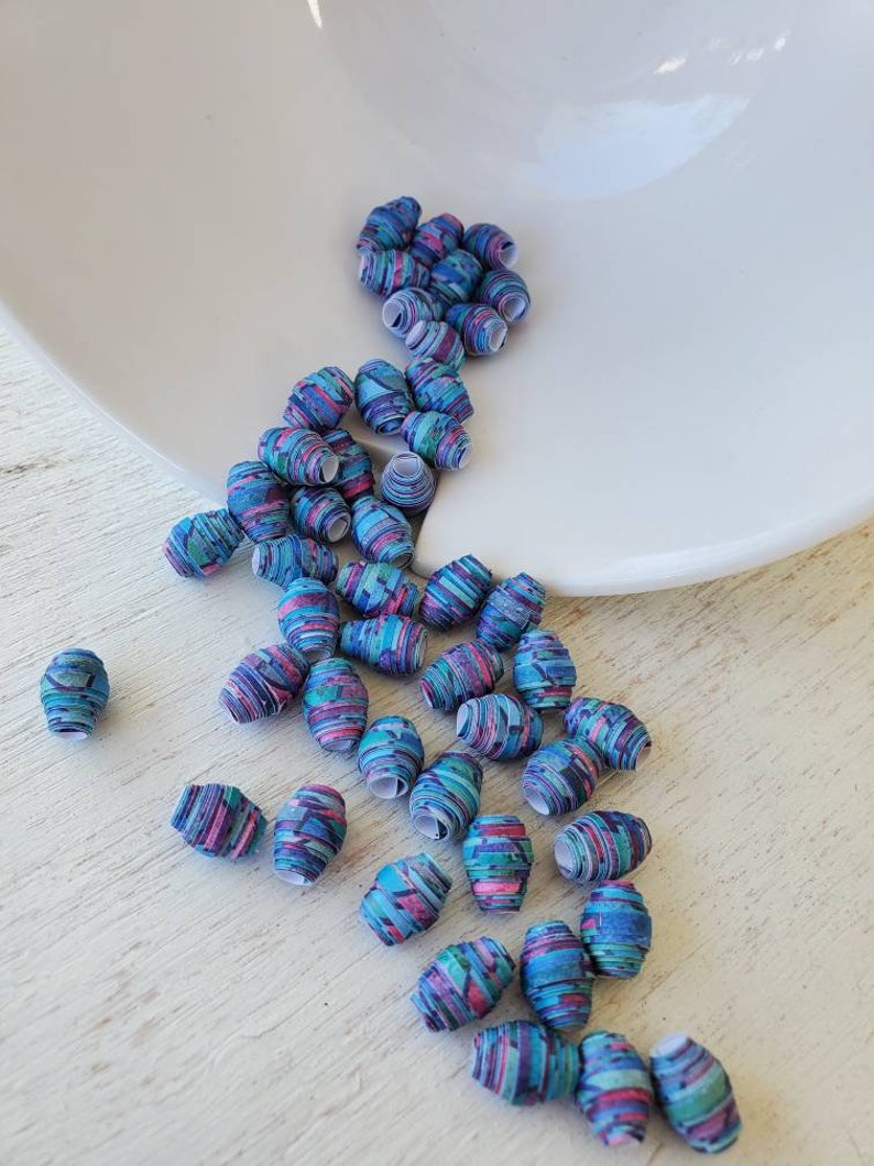 Paper Beads, Recycled Paper Beads, Blue Beads - Etsy