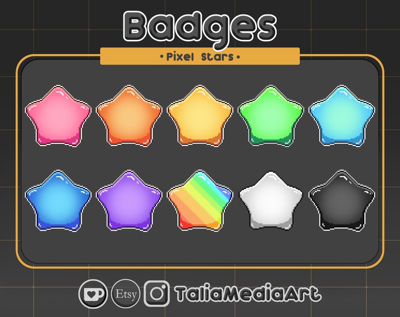 Pixel Star Twitch Badges Set | Space Theme | Instant Download ...