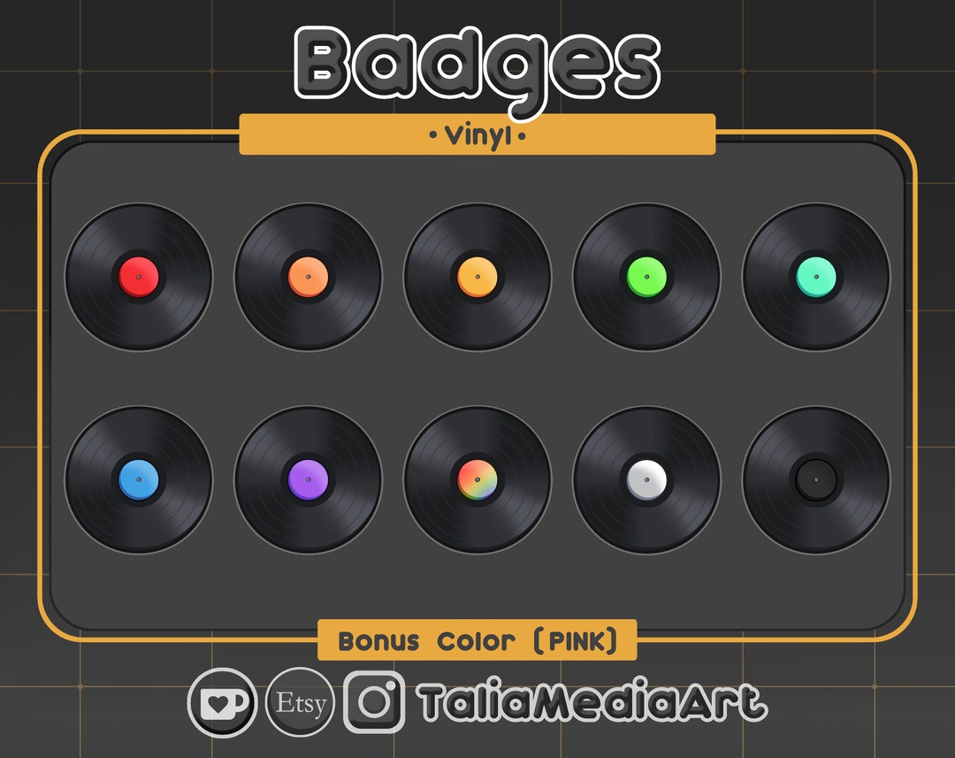Vinyl Twitch Badges Set | Music Theme | Instant Download | Streamer ...