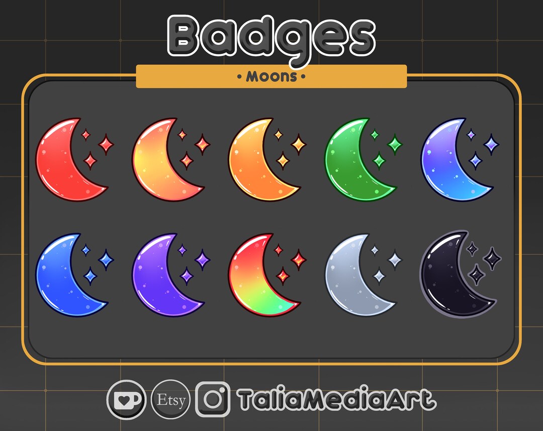 Moon Twitch Badges Set | Space Theme | Instant Download | Streamer ...