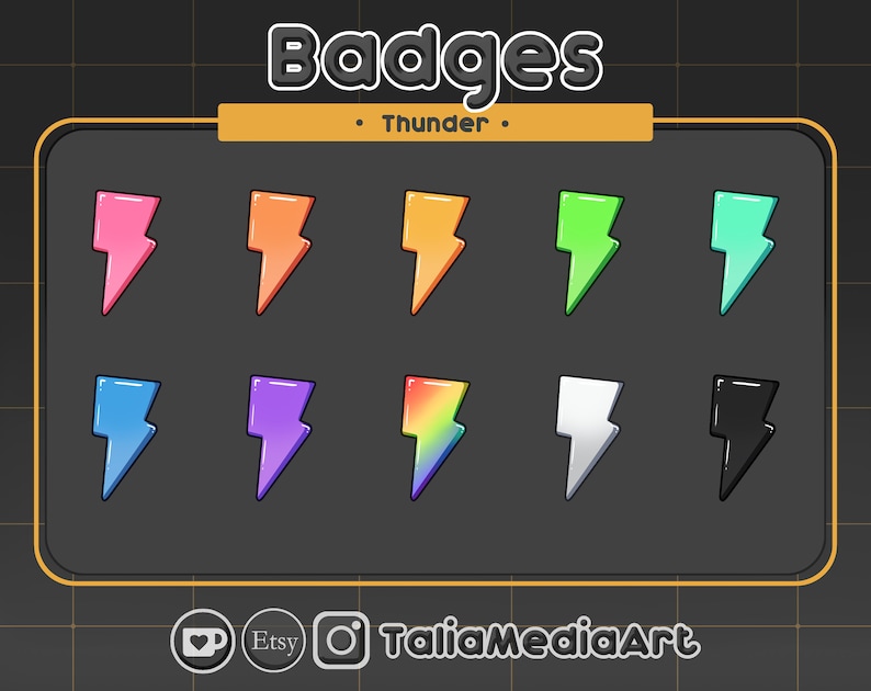 Thunder Twitch Badges Set | Weather Theme | Instant Download | Streamer ...