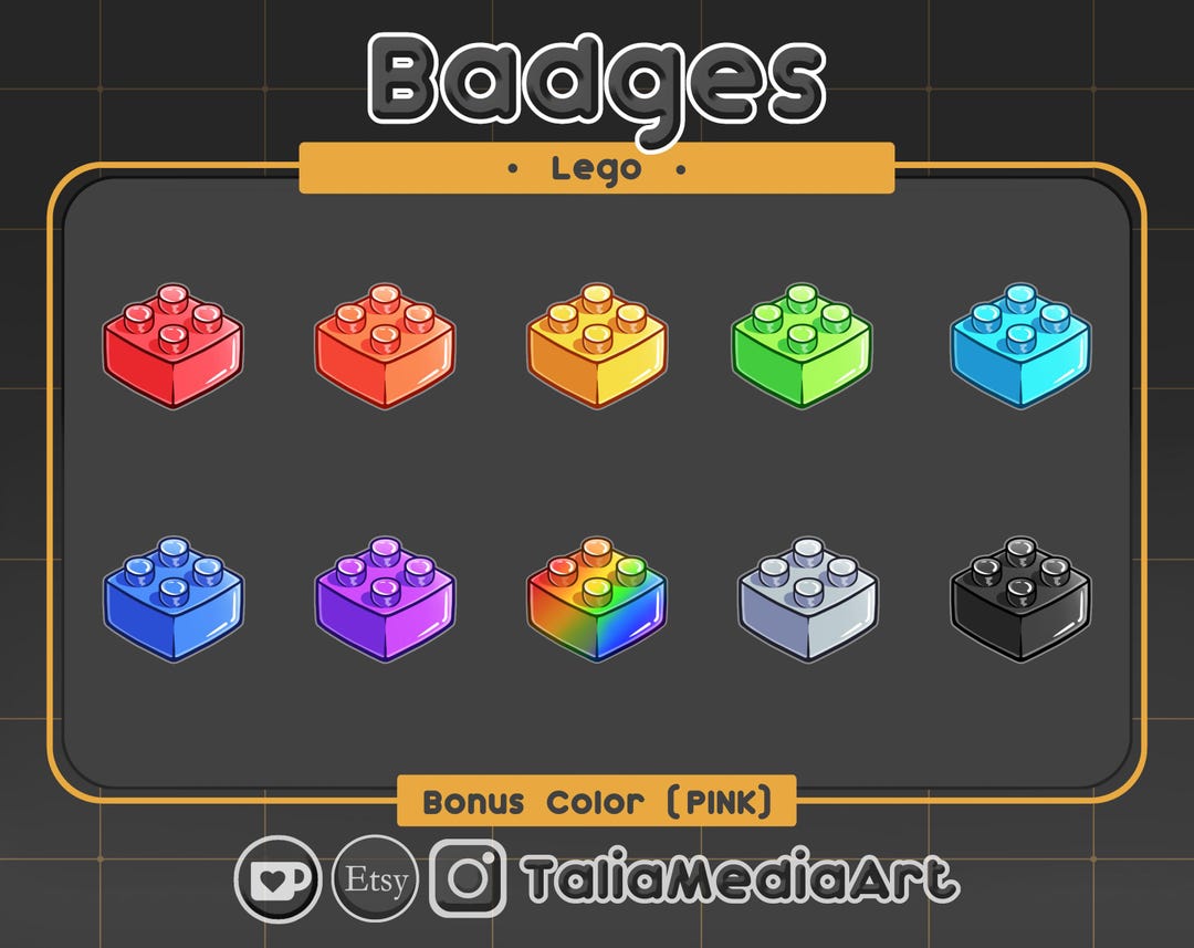 Lego Twitch Badges Set Brick Theme Instant Download Streamer Essential ...