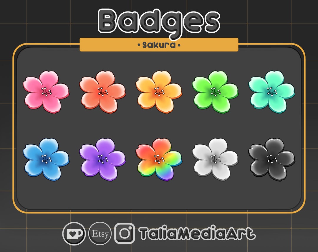Sakura Twitch Badges Set | Flower Streamer Essential (instant Download ...