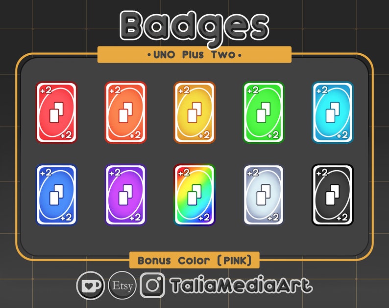 Uno Plus 2 Twitch Badges Set Game Theme Instant Download Streamer ...