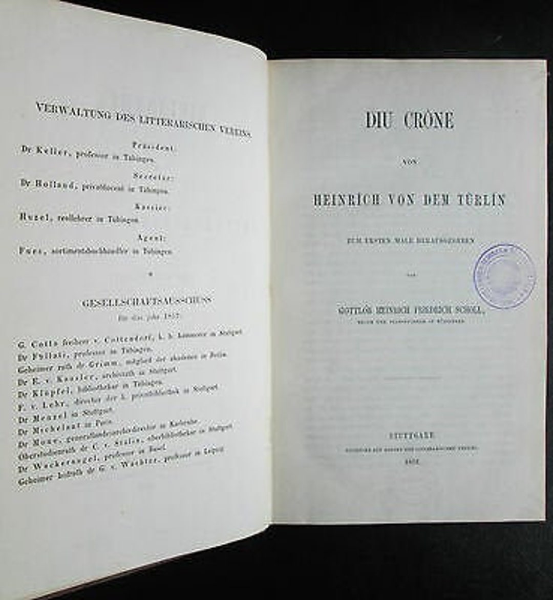 1852 1st Edition of Arthurian Poem Diu Crone by Turlin - Etsy