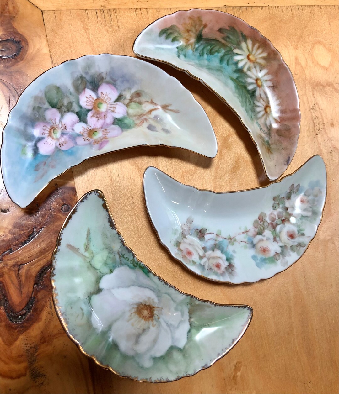 Vintage Hand Painted and Signed by French Artist Roux , Set of Half ...