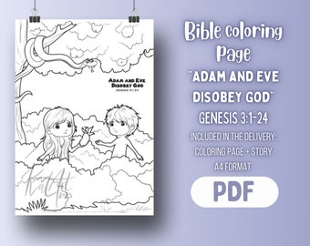 Genesis 3 Adam and Eve Garden Story Bible Coloring Page PDF for Kids ...