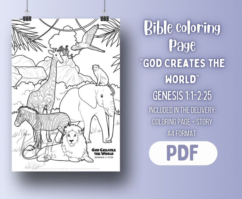 Bible Coloring Page Genesis God Creates the World - Etsy