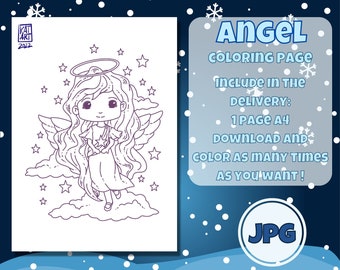 Fallen Angel Coloring Page. Gothic Digital Download. - Etsy