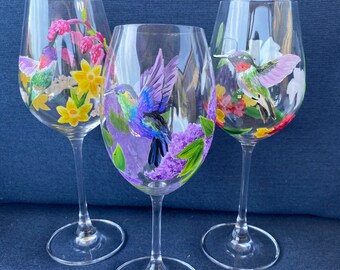 Hummingbird Wine Glasses - Etsy
