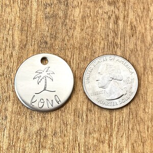 Palm Tree Pet Tag Dog ID Tag Cat ID Tag Personalized Hand Stamped ...