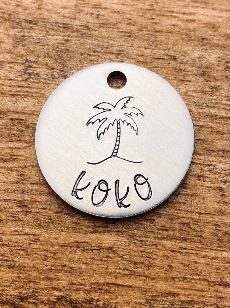 Palm Tree Pet Tag Dog ID Tag Cat ID Tag Personalized - Etsy