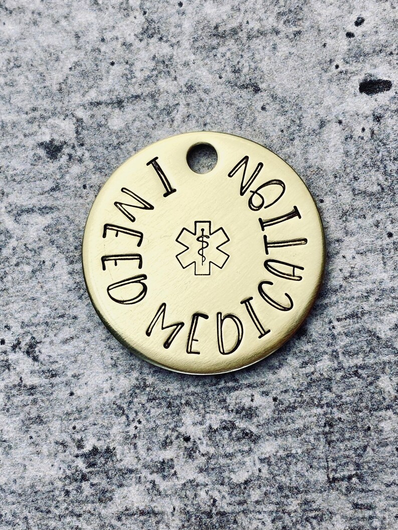 Medical Alert Pet Tag Hand Stamped Pet Tag Medical Alert - Etsy
