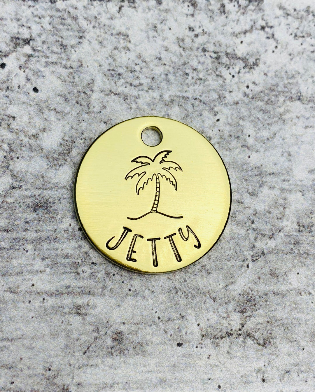 Palm Tree Pet Tag Dog ID Tag Cat ID Tag Personalized Hand Stamped ...