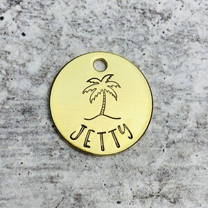 Palm Tree Pet Tag Dog ID Tag Cat ID Tag Personalized Hand Stamped ...
